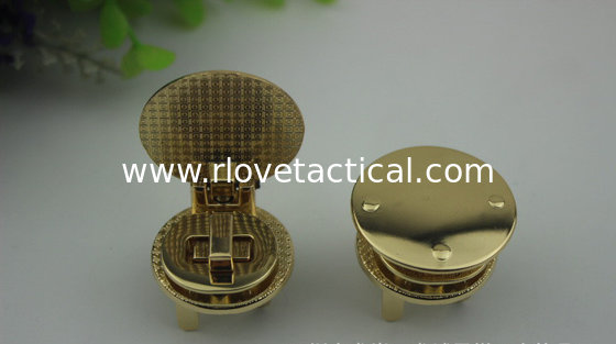 Most popular novelty design round shape light gold bag hardware twist turn locks for leather