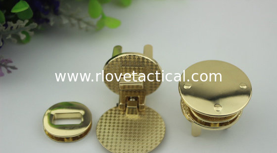 Most popular novelty design round shape light gold bag hardware twist turn locks for leather