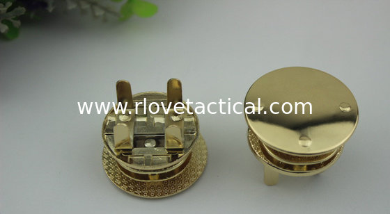 Most popular novelty design round shape light gold bag hardware twist turn locks for leather