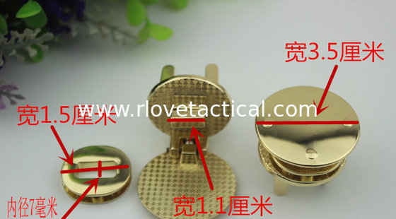 Most popular novelty design round shape light gold bag hardware twist turn locks for leather