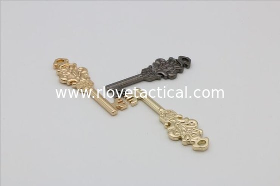 Retro customized light gold & gunmetal color bag hardware accessories decorative metal key for leather