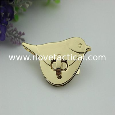 Ladies handbags metal bird pattern high quality light gold turn twist locks