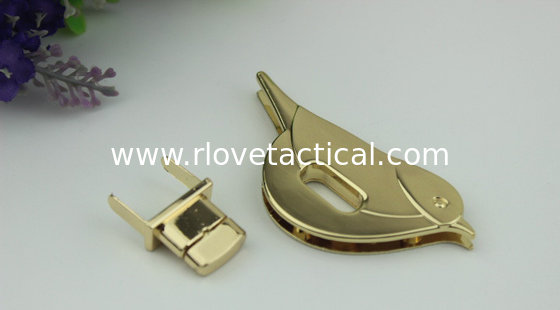 Ladies handbags metal bird pattern high quality light gold turn twist locks