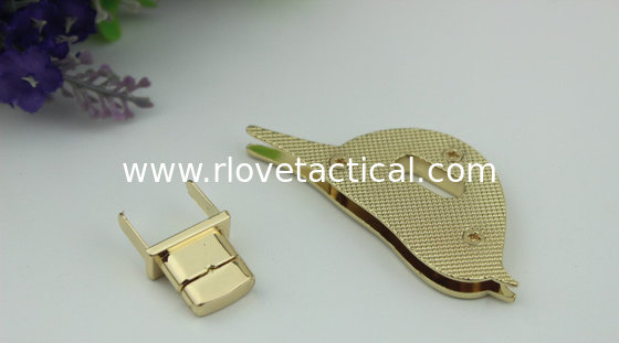 Ladies handbags metal bird pattern high quality light gold turn twist locks
