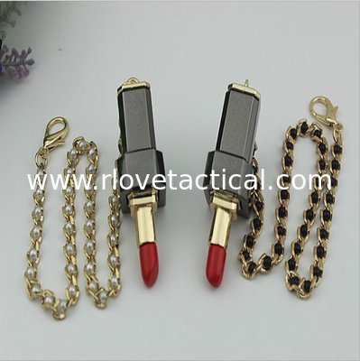 2019 Latest fashion leather bag ladies handbag light gold decorative lipstick locks with metal chain