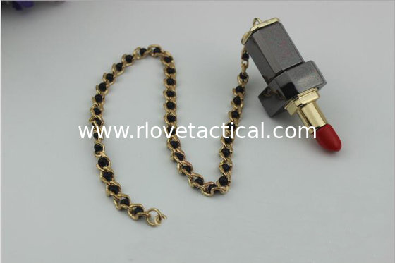 2019 Latest fashion leather bag ladies handbag light gold decorative lipstick locks with metal chain