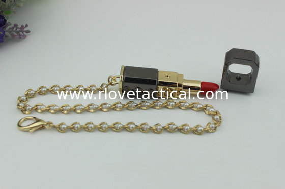 2019 Latest fashion leather bag ladies handbag light gold decorative lipstick locks with metal chain
