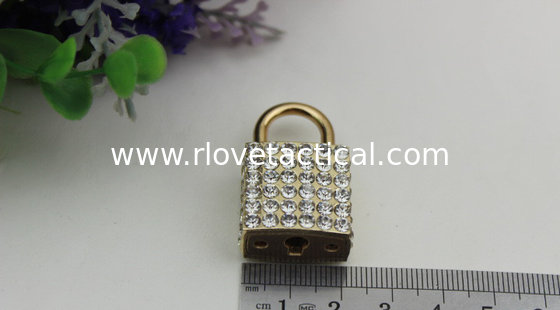 China manufacturer zinc alloy light gold diamond decorative square padlocks