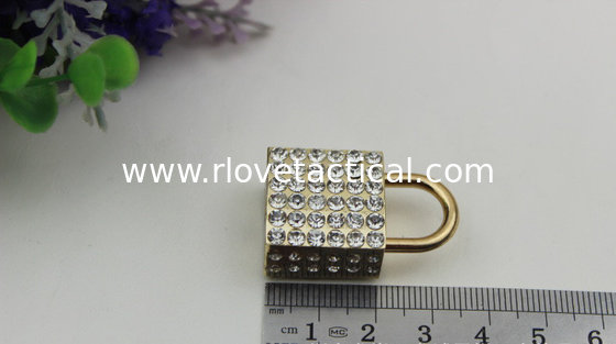 China manufacturer zinc alloy light gold diamond decorative square padlocks