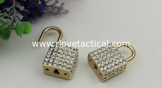 China manufacturer zinc alloy light gold diamond decorative square padlocks