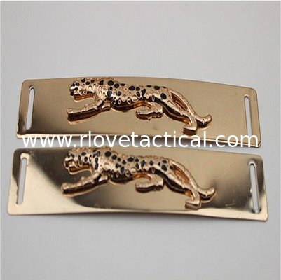 High Quality Light Gold Shoelaces Accessories Engraved Embossed Leopard Metal Buckle For Shoe