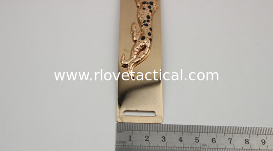 High Quality Light Gold Shoelaces Accessories Engraved Embossed Leopard Metal Buckle For Shoe