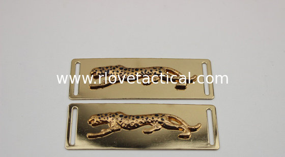 Gold Plated Latest Iron Material Metal Shoelace Charm Leopard Logo Metal Shoe Buckle