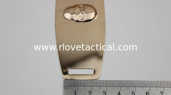 Eco-friendly plating iron sheets gold color embossed skull logo shoe metal buckles for shoelace