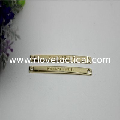 Customized light gold debossed logo metal iron sheet shoelace buckles