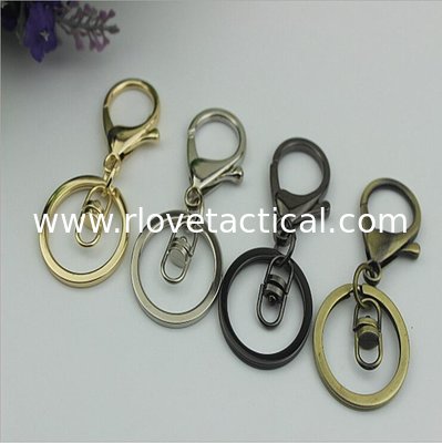 High quality custom gold iron metal key ring zinc alloy snap hook with chain for gift keychains