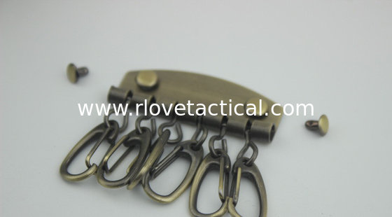 Leather Key Case Wallets Unisex Keychain zinc alloy Key Holder Ring with 6 Hooks Snap Closure