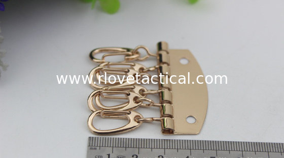 Leather Key Case Wallets Unisex Keychain zinc alloy Key Holder Ring with 6 Hooks Snap Closure
