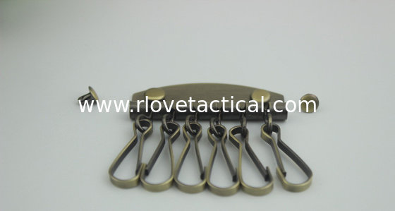 Fashion Style Leather Key Chain Zipper Card Wallet Unisex Iron gold Keychain Holder with 6 Hooks Snap Closure