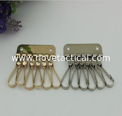 Cheaper Customized Iron Nickel Color Zipper Crocodile Leather Key Case Card Holder Hook 6 Keychain