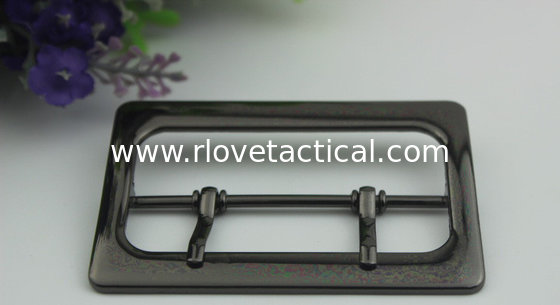 Hanging gold and gunmetal color zinc alloy custom double pin belt buckle for bags