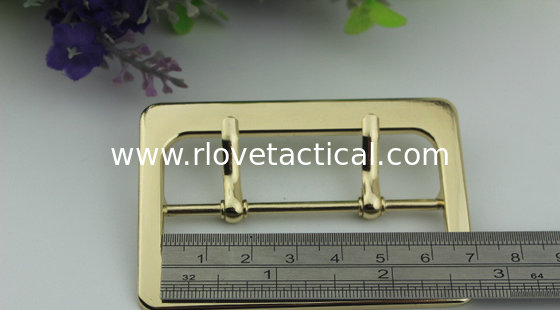 Hanging gold and gunmetal color zinc alloy custom double pin belt buckle for bags