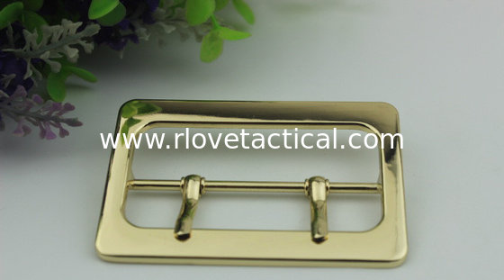Hanging gold and gunmetal color zinc alloy custom double pin belt buckle for bags
