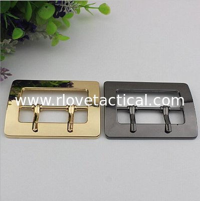 Handbag hardware accessories zinc alloy gunmetal color square 2 inch double pin belt buckle