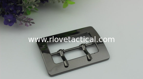 Handbag hardware accessories zinc alloy gunmetal color square 2 inch double pin belt buckle