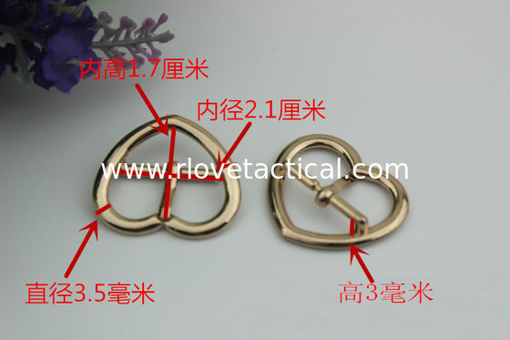 China supplier wholesale light gold 21 mm heart shape metal pin belt buckle for leather handbags