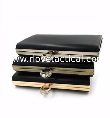 Fashion design 12*22 cm gold color rectangle shape metal box purse frame