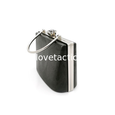 OEM fashion 18.5*13 cm silver color plastic and iron beautiful evening bag box clutch purse metal frame