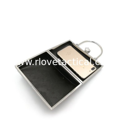 OEM fashion 18.5*13 cm silver color plastic and iron beautiful evening bag box clutch purse metal frame