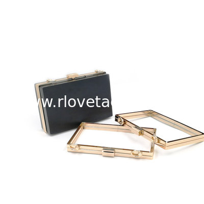 2019 New style 18*10.5 CM gold square shape metal clutch purse frame with plastic shell