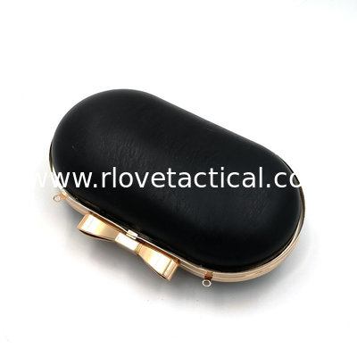 New design 106*192 mm light gold oval shape handmade purse accessory metal frame with plastic shell