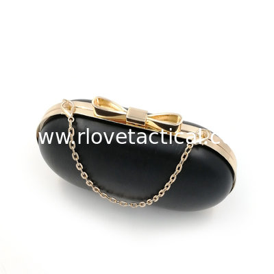 New design 106*192 mm light gold oval shape handmade purse accessory metal frame with plastic shell