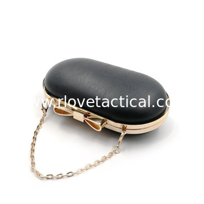 New design 106*192 mm light gold oval shape handmade purse accessory metal frame with plastic shell