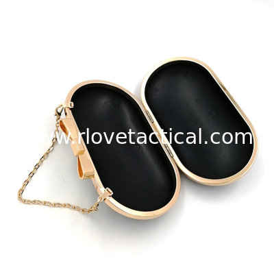 New design 106*192 mm light gold oval shape handmade purse accessory metal frame with plastic shell