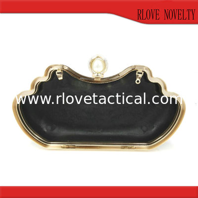 Wholesale bag part accessories 22*11 cm gold iron purse frame with box clutch frame hardware