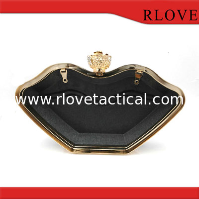 Manufacture Diamond Decorative Gold Color Metal Purse Frame Box