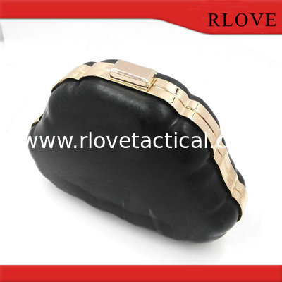 Ladies purse leather product gold color evening bag box metal frame