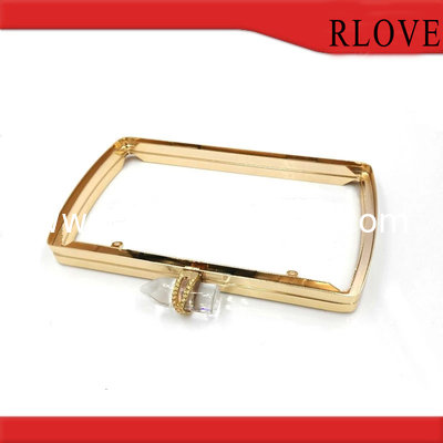 New design diamond decoration gold color metal frame with plastic box