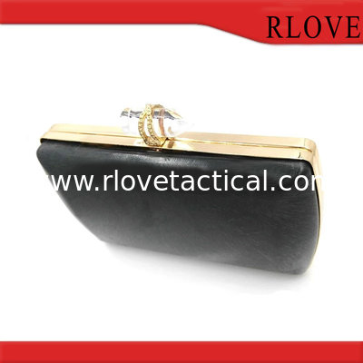 New design diamond decoration gold color metal frame with plastic box