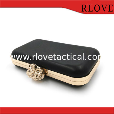 Rectangle shape plastic box clutch purse bag metal frame with light gold