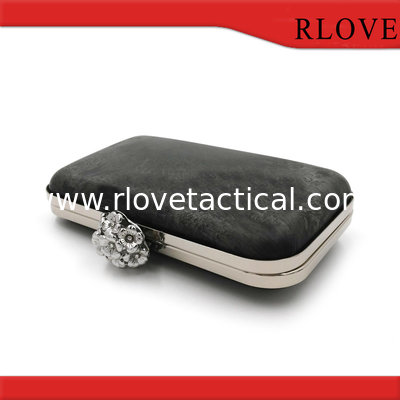 Rectangle shape plastic box clutch purse bag metal frame with light gold