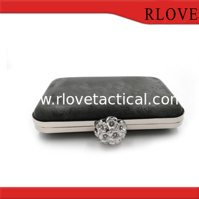Rectangle shape plastic box clutch purse bag metal frame with light gold