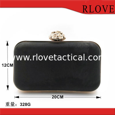 Rectangle shape plastic box clutch purse bag metal frame with light gold