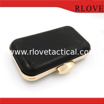 Custom Fashion Plastic Box Metal Rectangle Purse Frame With Light Gold