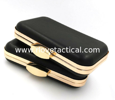 Custom Fashion Plastic Box Metal Rectangle Purse Frame With Light Gold
