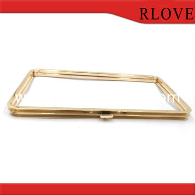 Fashion design hardware accessories gold iron rectangle box clip clutch frame for purse